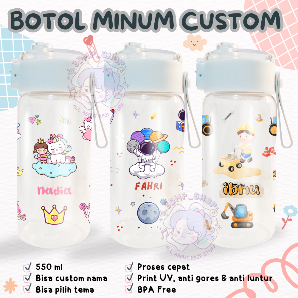 Jual Botol air Minum BPA FREE Putih Transparan Bening Estetik aestetik ...