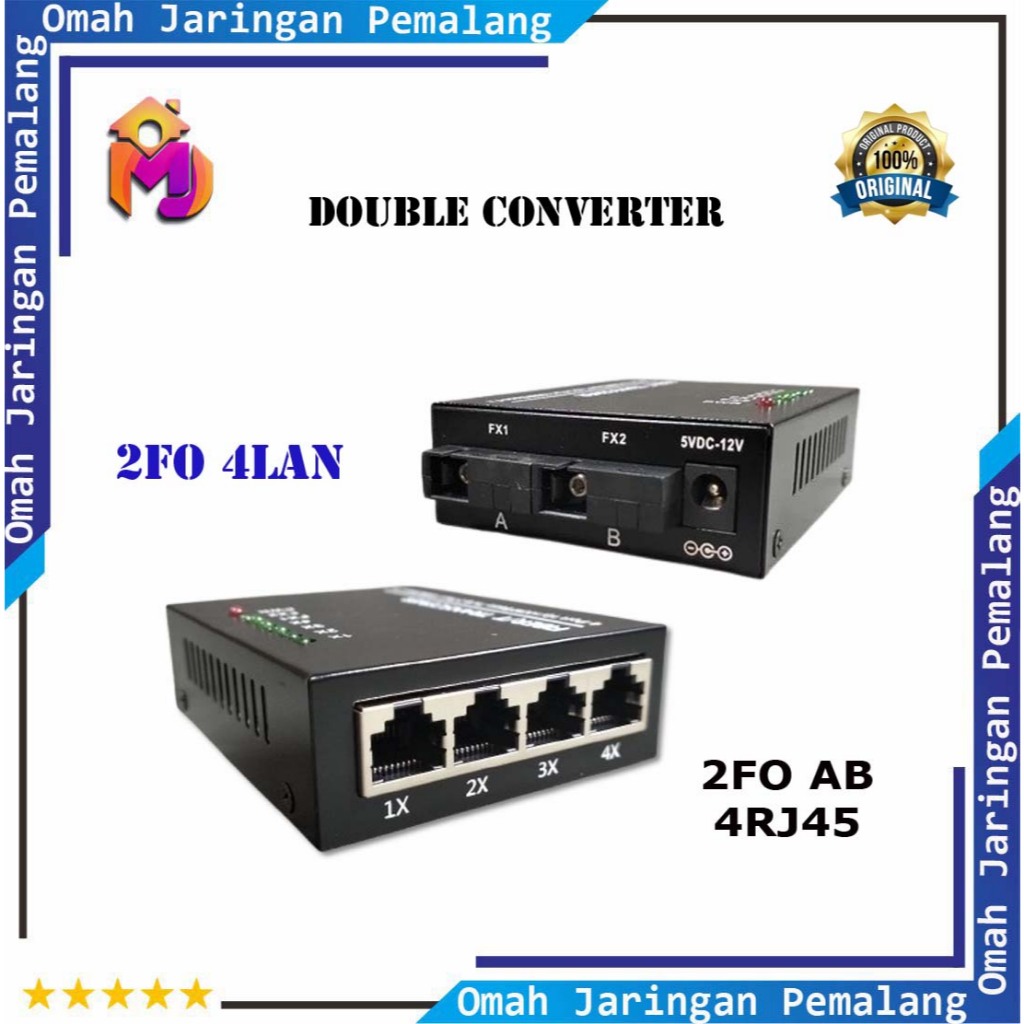 Jual Converter HTB 2FO 4LAN Adaptor 5V 2A 10/100 BOX/Doble FO | Shopee ...