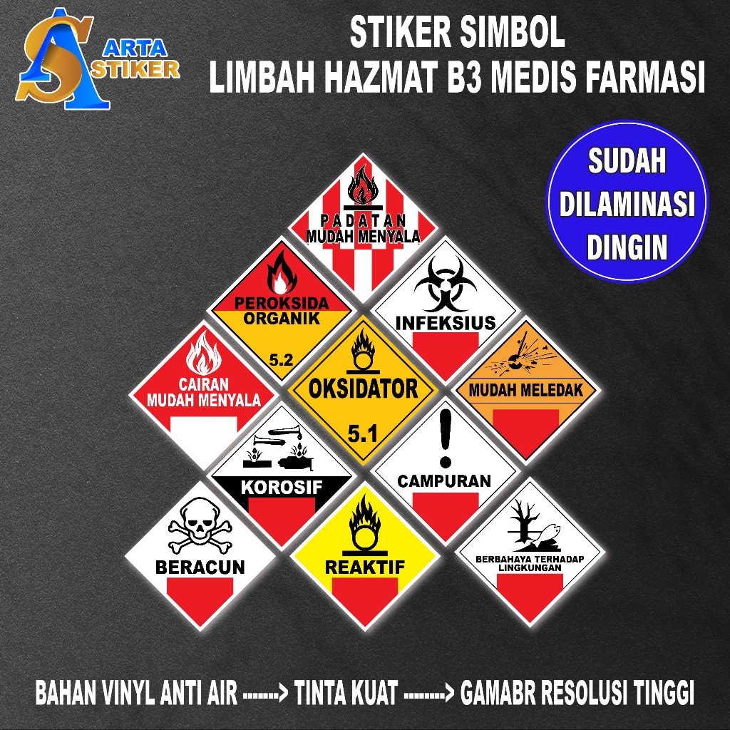 Jual 02. Sticker Label Simbol B3 /Stiker Bahan Berbahaya dan Beracun ...