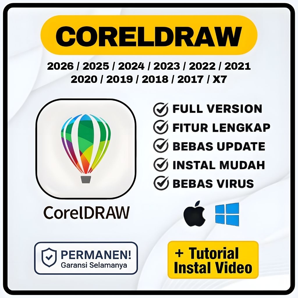 Jual CorelDRAW 2026 - X7 Premium Full Version Lifetime Permanen Windows ...