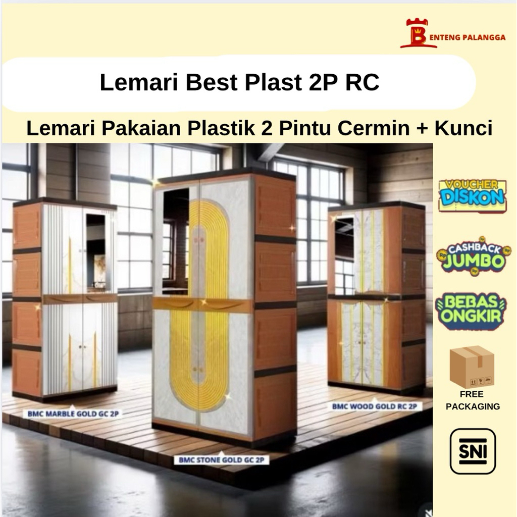 Jual Lemari Plastik Bestplast 2 Pintu 2P RC Full Rak Cermin GOLD SERIES ...
