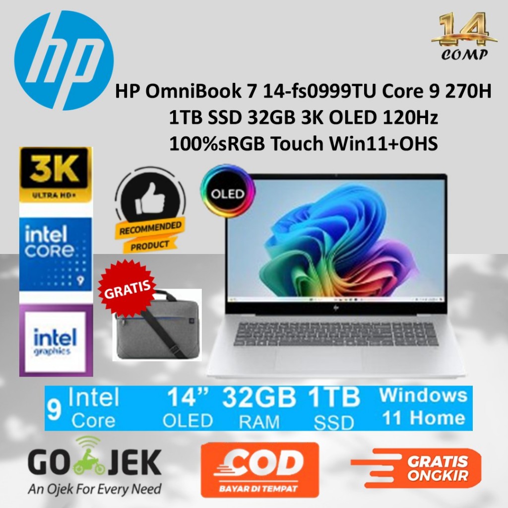 Jual HP OmniBook 7 14-fs0999TU Core 9 270H 1TB SSD 32GB 3K OLED 120Hz ...