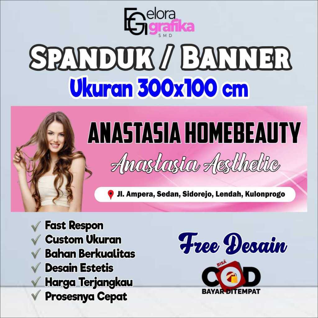 Jual Spanduk Banner Ukuran 300x100 Cm Home Beauty Free Custom Desain ...