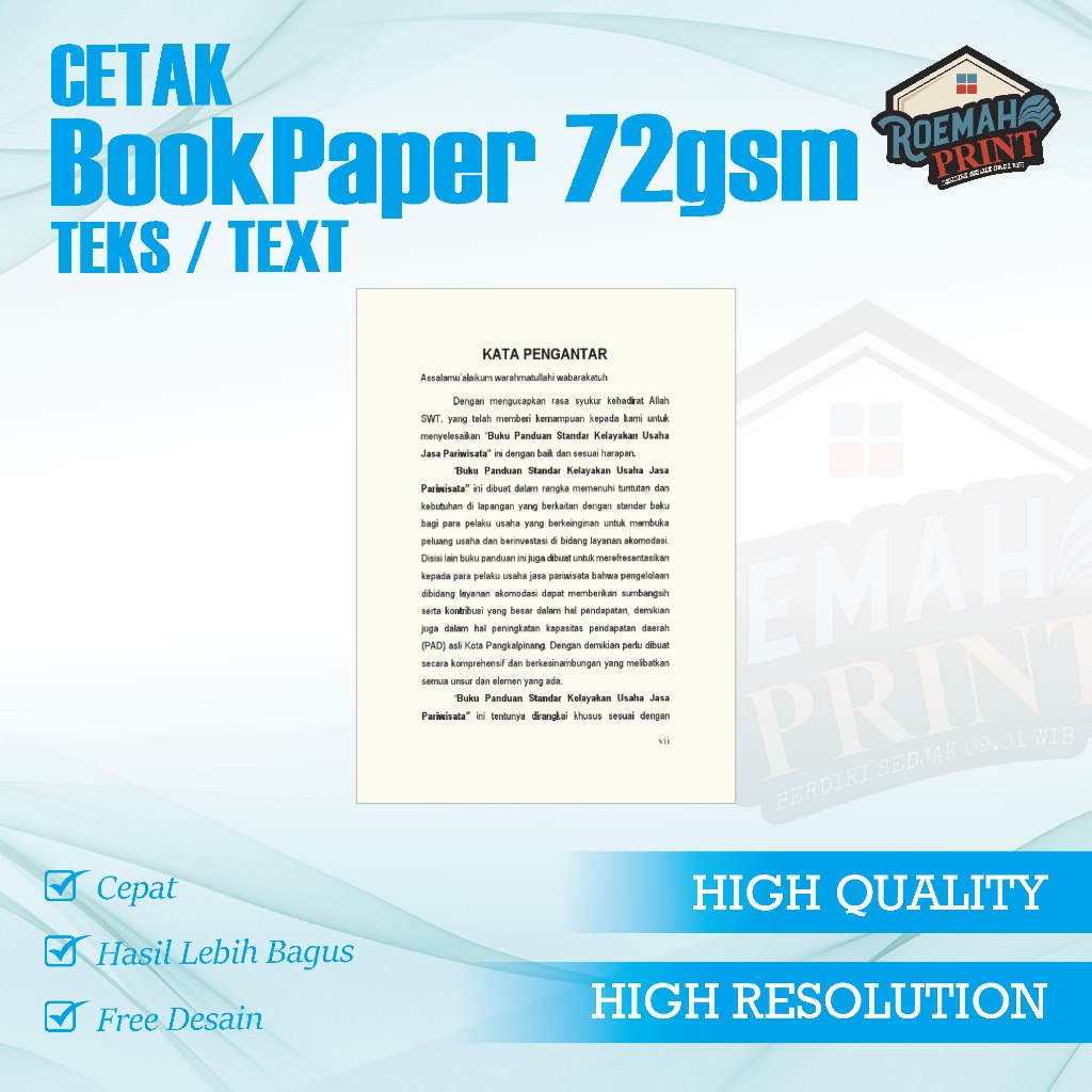 Jual PRINT HITAM PUTIH KERTAS BOOKPAPER 72 GSM_TEKS | Shopee Indonesia