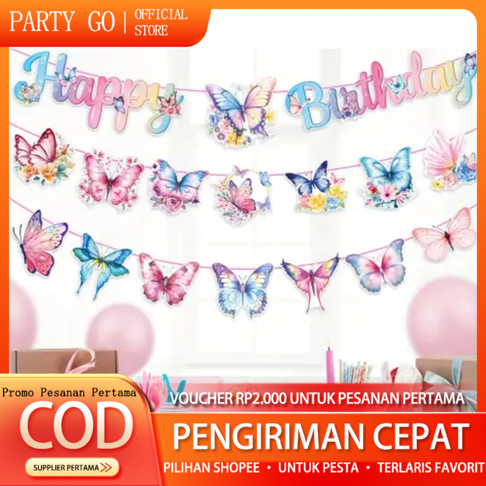 Jual Banner Happy Birthday Animasi (HelloKitty, Labubu, Princess ...