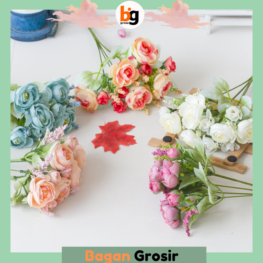 Jual BG Buket Bunga Mawar Artificial 5 Cabang Dekorasi Bunga Seserahan ...