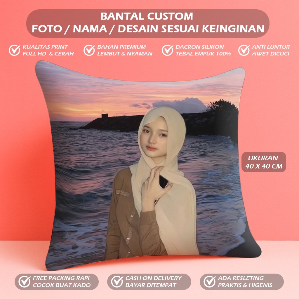Jual Bantal Foto Custom Full Print 40x40cm Free Edit 1 Hari Jadi ...