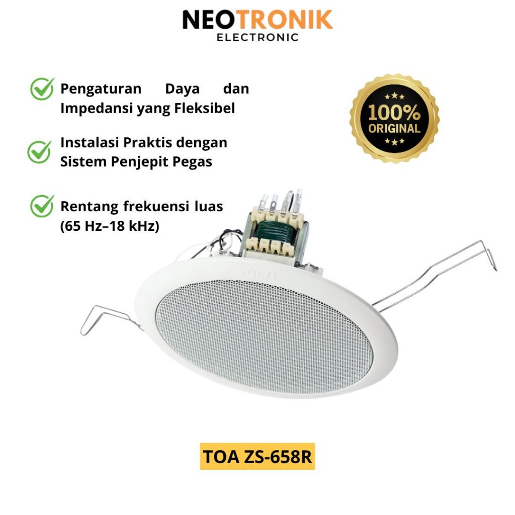 Jual TOA ZS-658R Panel Cone Ceiling Speaker 6 Watt Speaker Plafon ...