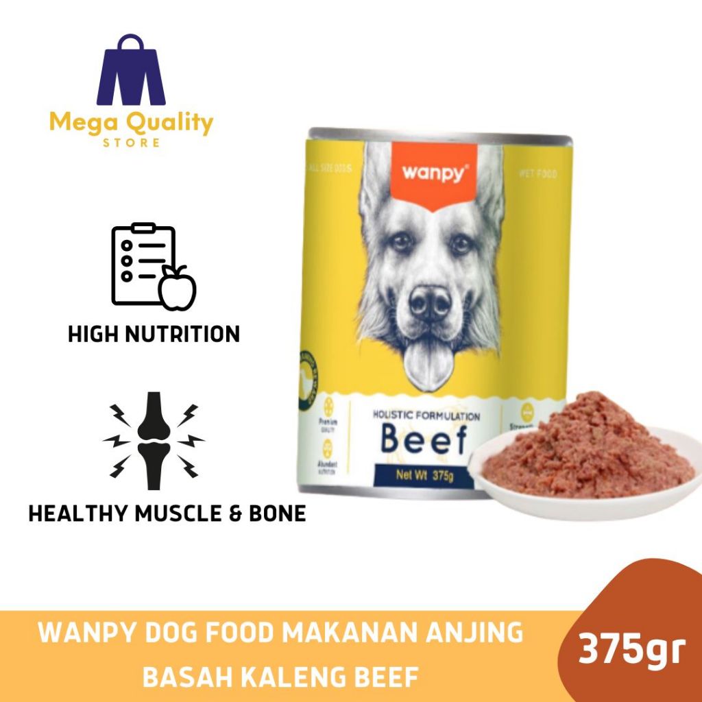 Jual Wanpy Dog Food Makanan Anjing Basah Kaleng Beef Loaf 375gr ...