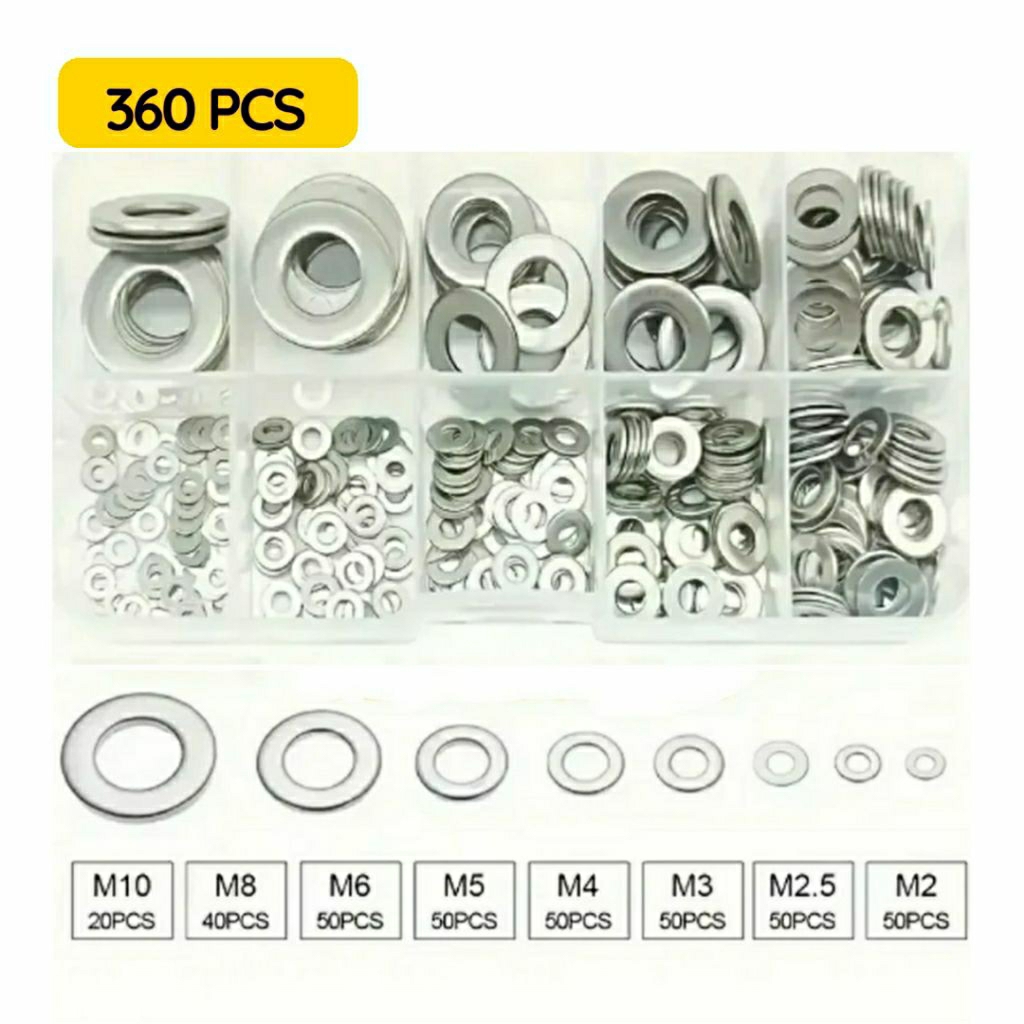 Jual Ring Baut Washer Stainless Steel Anti Karat 360 PCS – 8 Ukuran ...