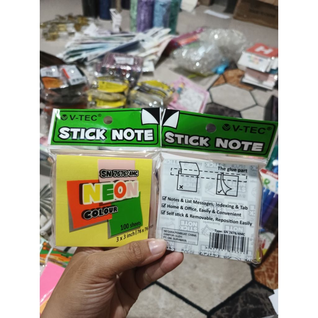Jual Sticky Note Neon Memo Kertas Buku Catatan Warna Warni Vtech Vis ...