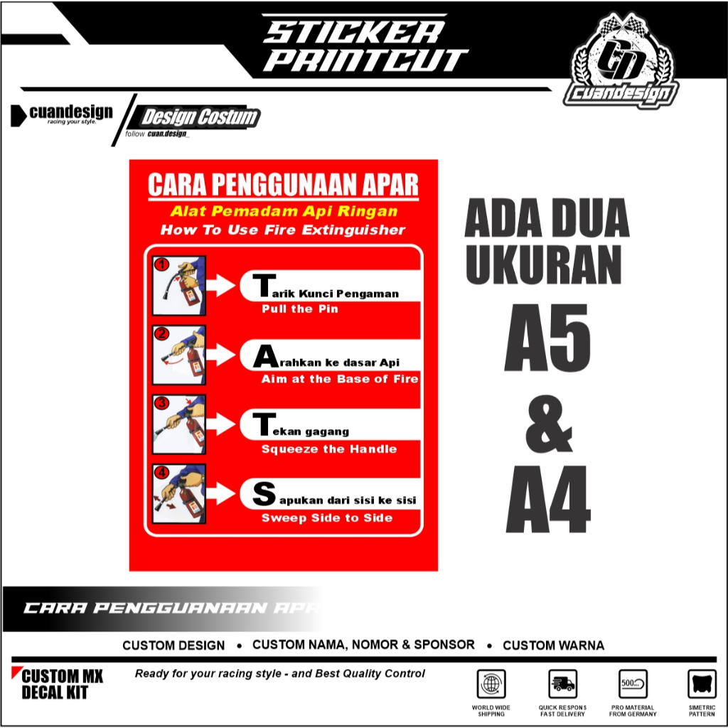 Jual STICKER SIGN K3 PETUNJUK PENGGUNAAN APAR FIRE EXTINGUISHER ...