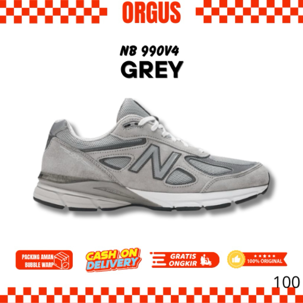 Jual NEW BALANCE 990v4 GREY MiUSA - RESMI MAP 100% ORIGINAL | Shopee ...