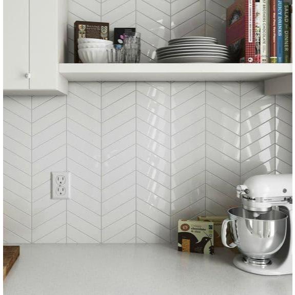 Jual Mosaic Mozaic MOZZA Chevron GLOSSY White Mozaik Backplash Kitchen ...