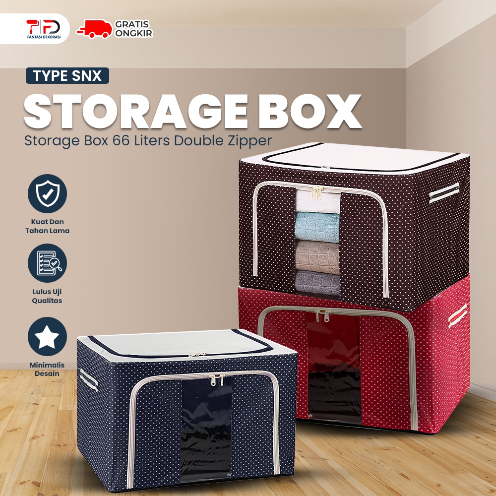 Jual Storage Box 66 Liters Double Zipper Frame Baja Large Multifungsi ...