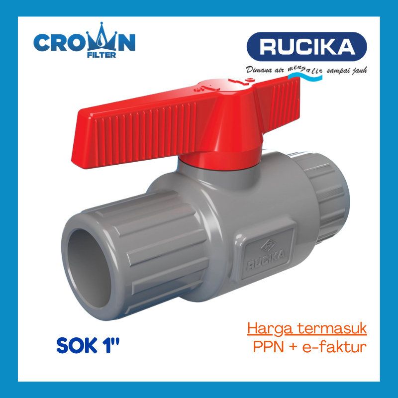 Jual Stop Kran Ball Valve PVC Rucika 1 Inch Sok – Abu-Abu Original ...
