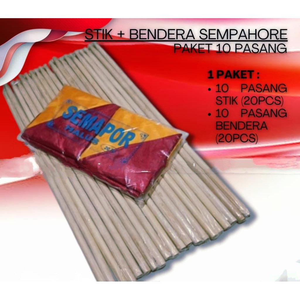 Jual GROSIR 10 PASANG BENDERA SEMAPHORE || 20 STIK+ 20 BENDERA ...