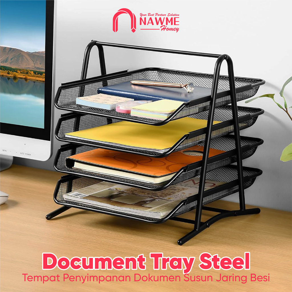 Jual Document Tray Metal Steel 2/3/4/5 Tier Rak Susun Tingkat Tempat ...