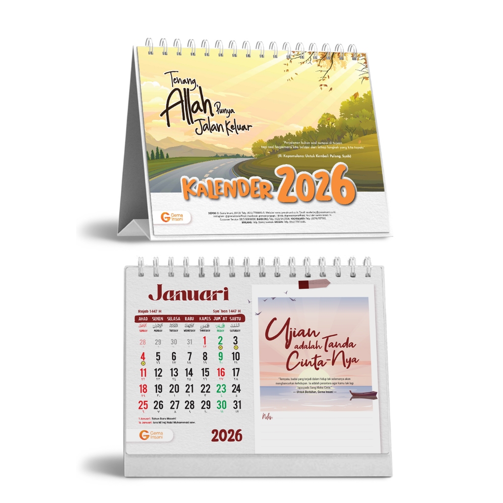 Jual Kalender Meja Muslim 2026 - Kalender Hijriah - Kalender Masehi ...