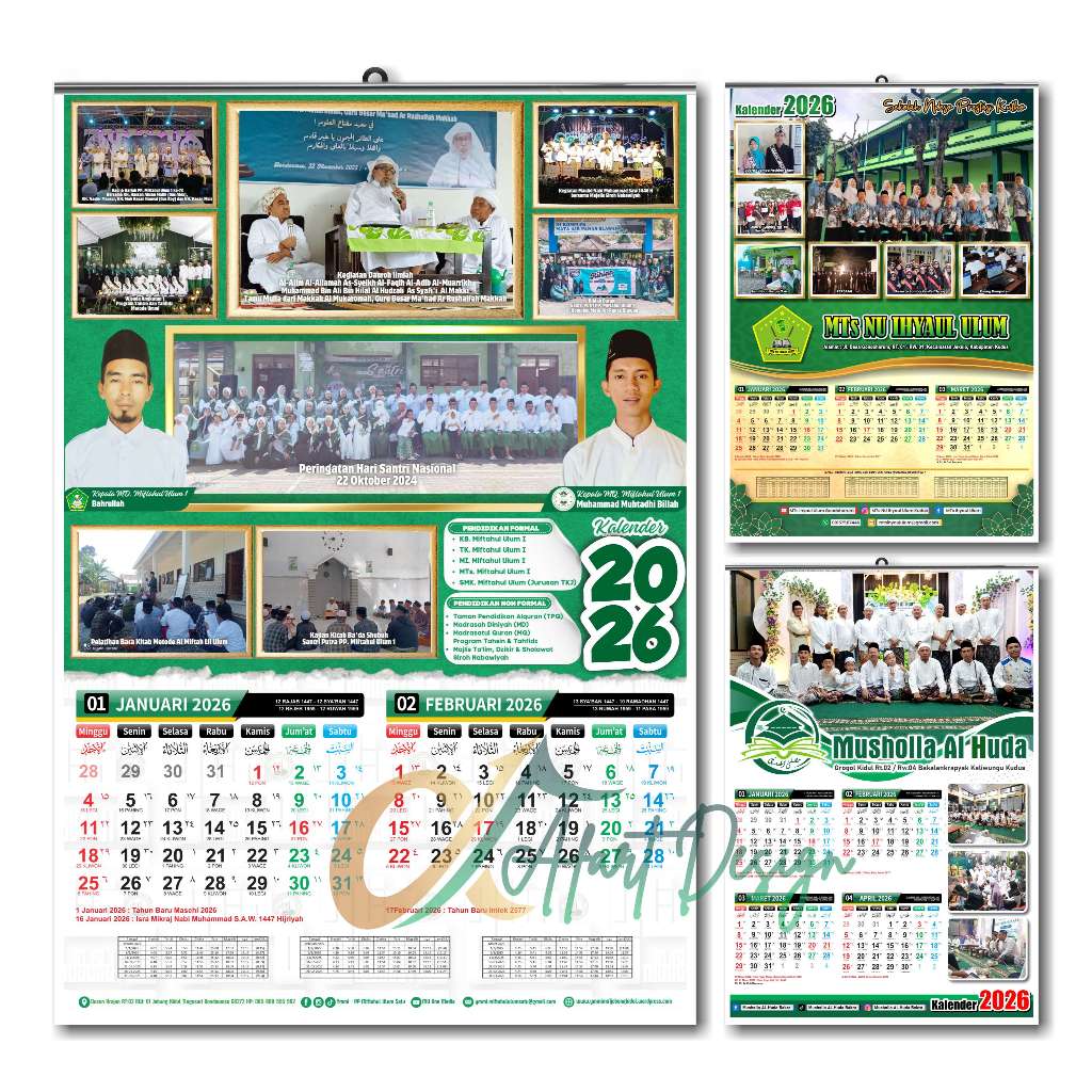 Jual Kalender Dinding 2026 Custom Kalender Sekolah 32 x 48 cm 3 Lembar ...