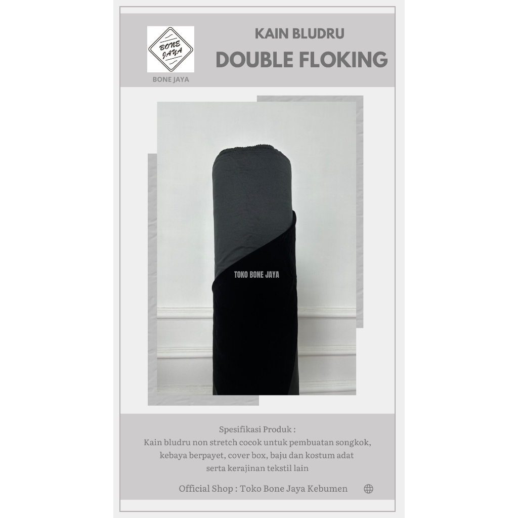 Jual Kain Bludru Double Flocking Hitam Cocok Untuk Songkok Baju dan ...