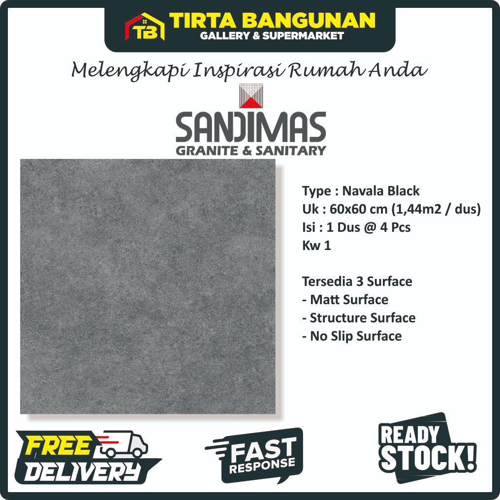 Jual SANDIMAS PASADENA GRANITE LANTAI 60X60 CM NAVALA BLACK, GREY ...