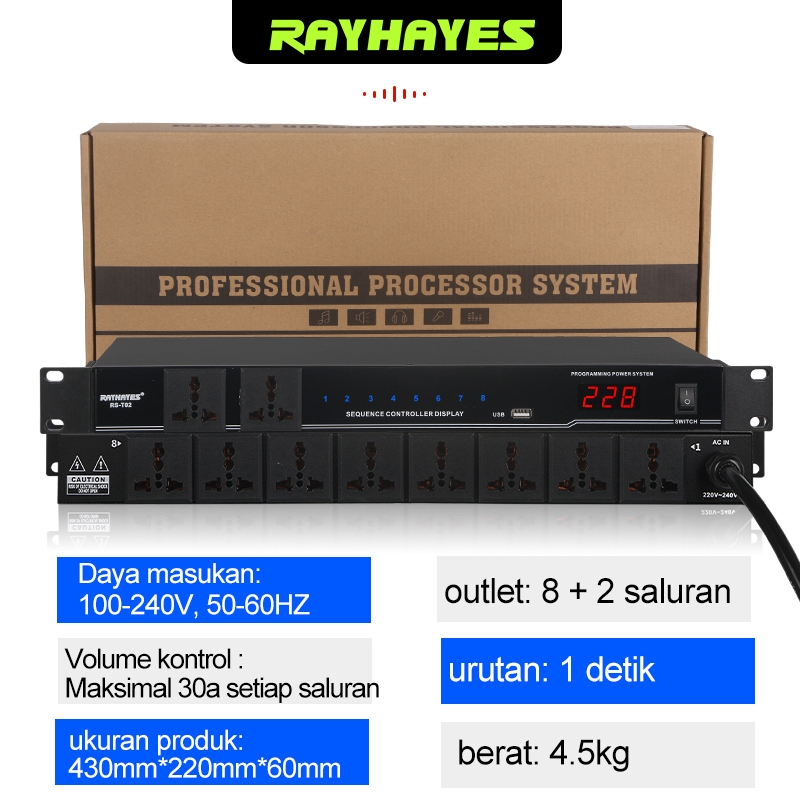 Jual RAYHAYES Sequencer Audio Power Switch 10 Channel Power Controller ...