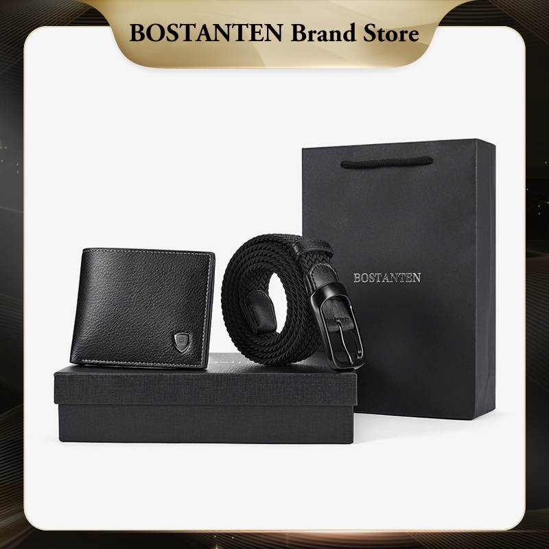 Jual BOSTANTEN Set Kombinasi Dompet PU Dan Sabuk Pria Jalinan Elastis ...