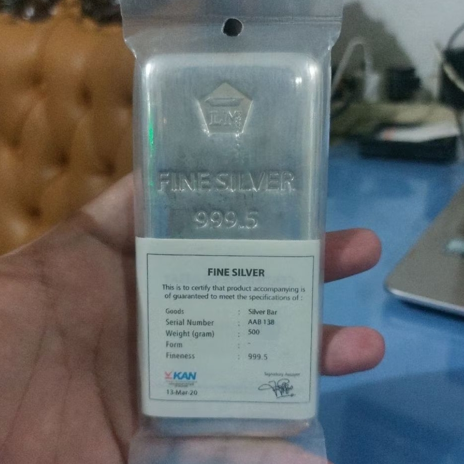 Jual PERAK ANTAM MURNI ASLI 500 GRAM BATANGAN BERSERTIFIKAT ...