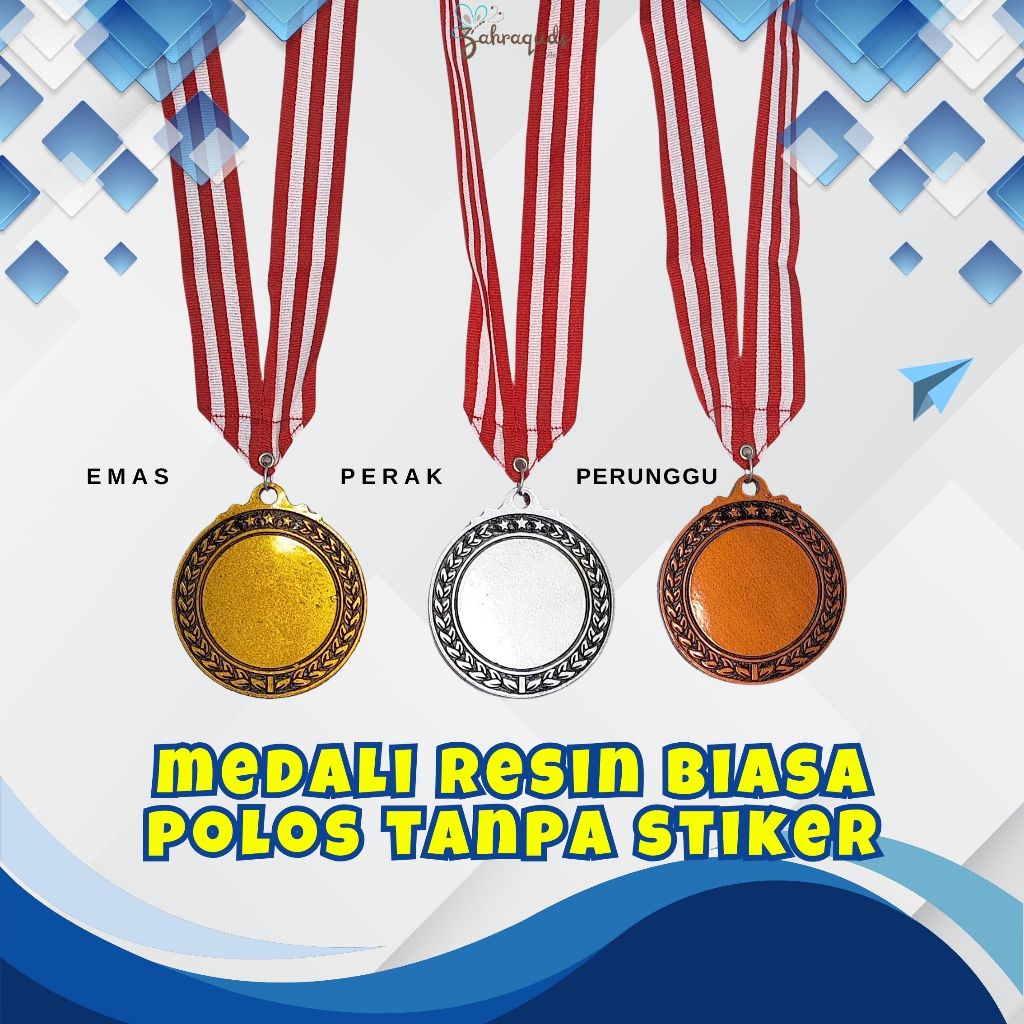 Jual Medali Warna Emas Perak Perunggu Plus Tali Merah Putih Medalion ...