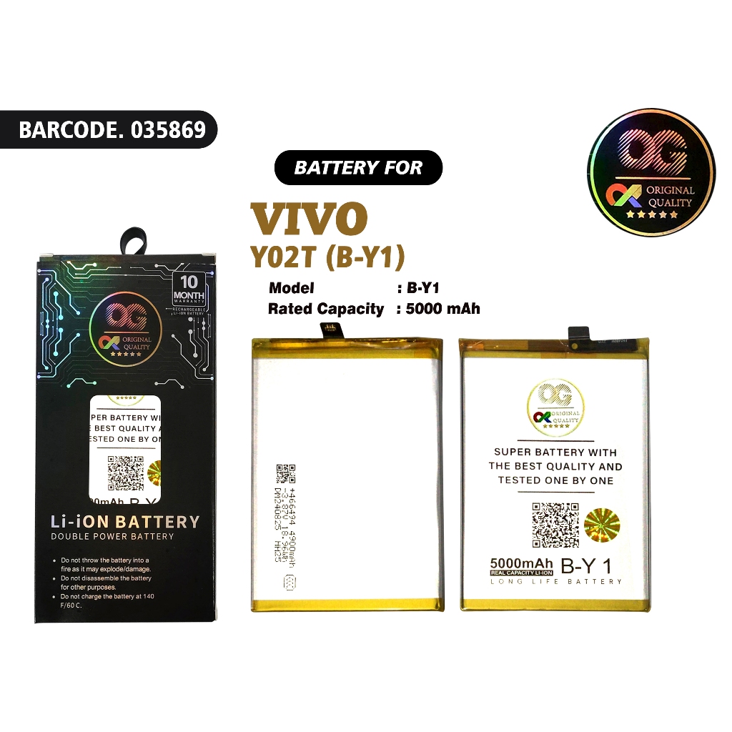 Jual ( OG SUPER ) BATERAI UNTUK TIPE VIVO Y02T ( B-Y1 ) ORIGINAL DOUBLE ...