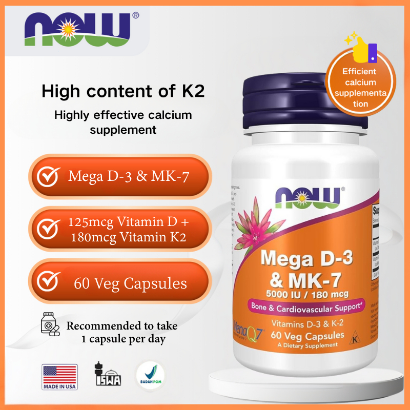 Jual Now Vitamin Mega D3 & MK7 (K2) D3 5000 IU / K2 180 mcg Isi 60Caps ...
