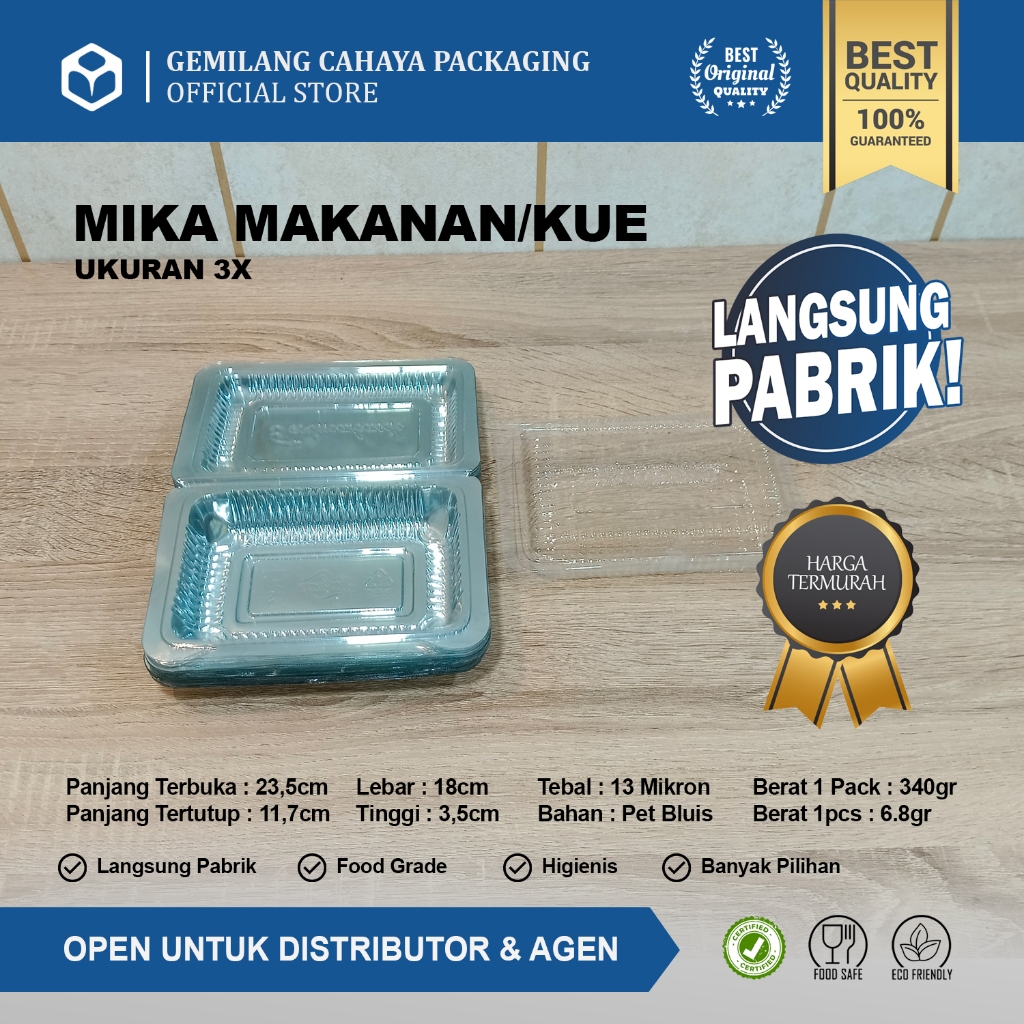 Jual Mika Plastik Makanan / Kue - 1 Dus isi 40 Pack Ukuran 3X | Shopee ...