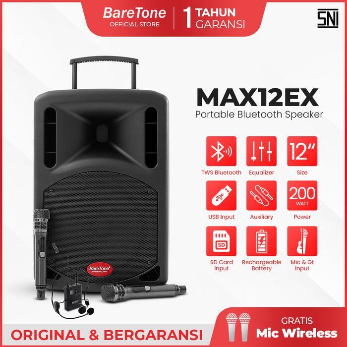 Jual BARETONE MAX12EX SPEAKER PORTABLE BARETONE MAX 12 EX WIRELESS ...