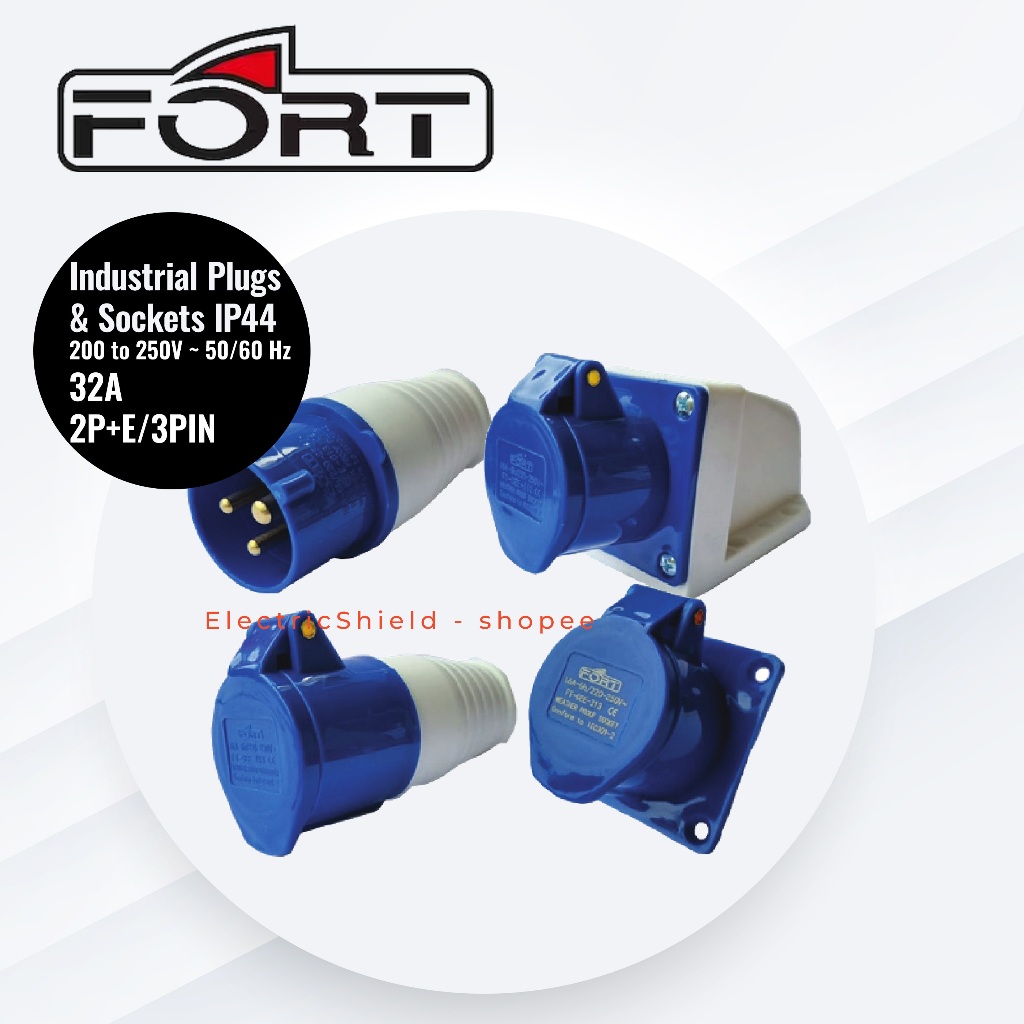 Jual 2P+E/3Pin 32A Industrial Plugs & Sockets FORT/TAB IP44 Berbagai ...