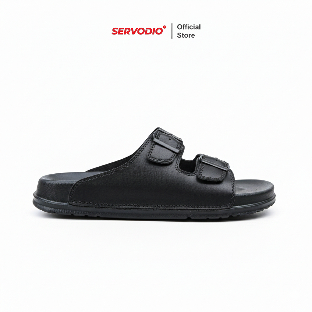 Jual Servodio - Anom Black 39-44 - Sandal Pria Slide Double Straps ...