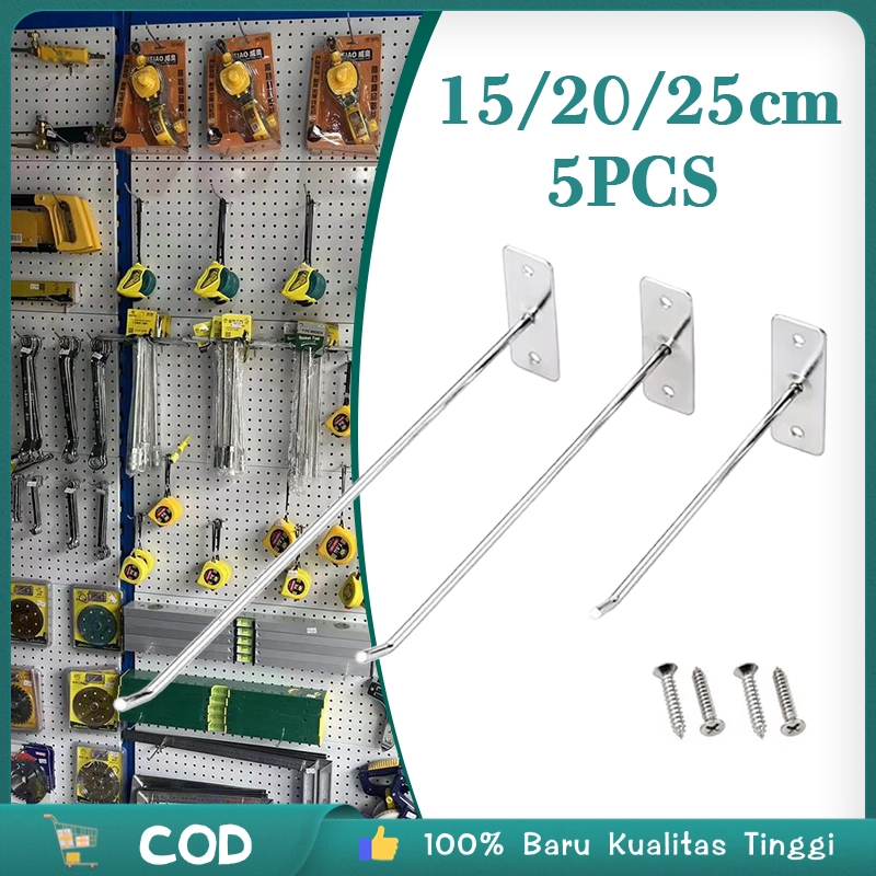 Jual Isi 5 Hook Wall Hook Besi Gantungan Display Aksesoris Board Hook ...