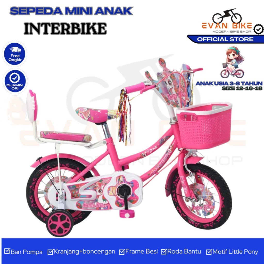 Jual [ SALE ] Sepeda Anak Perempuan INTERBIKE Ukuran 12 16 18 Inch ...