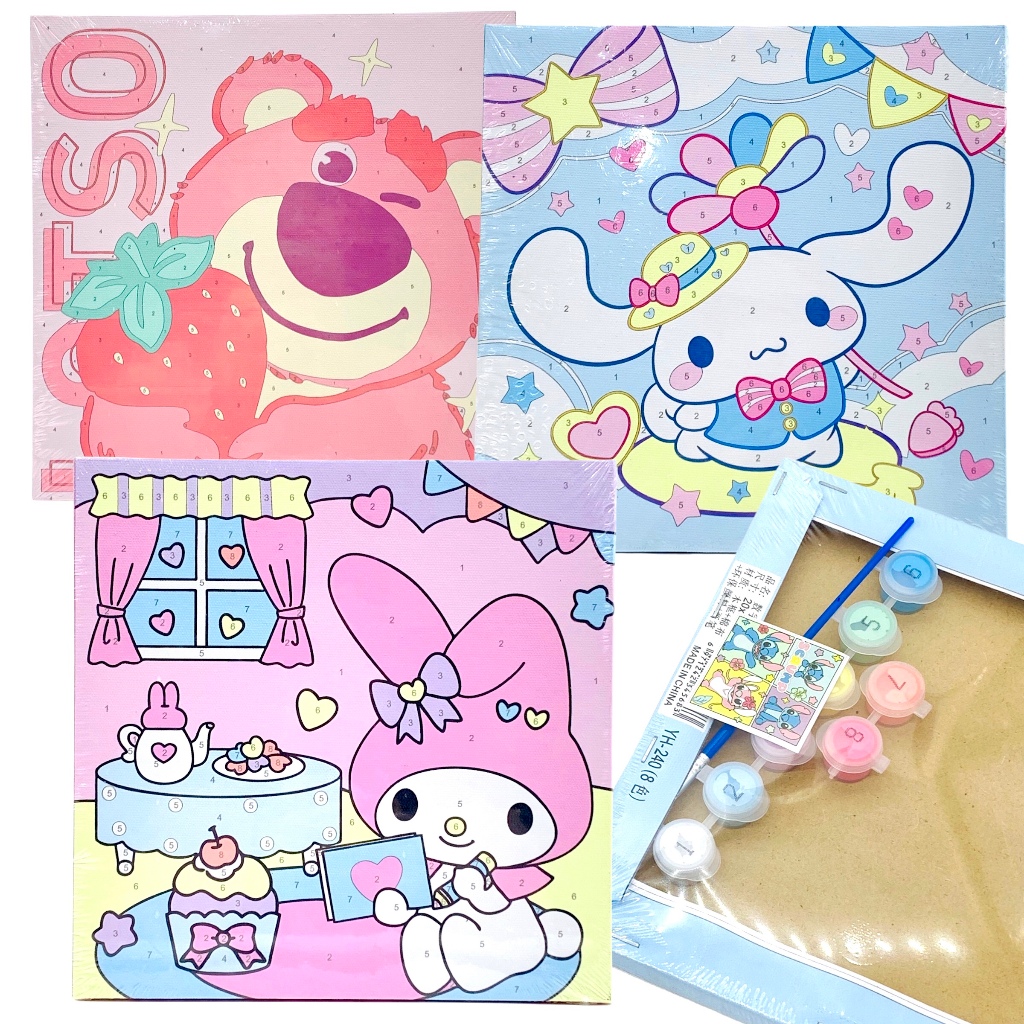 Jual CANVAS PAINT BY NUMBER 20x20cm KARAKTER / PAINTING KIT DIY SANRIO ...