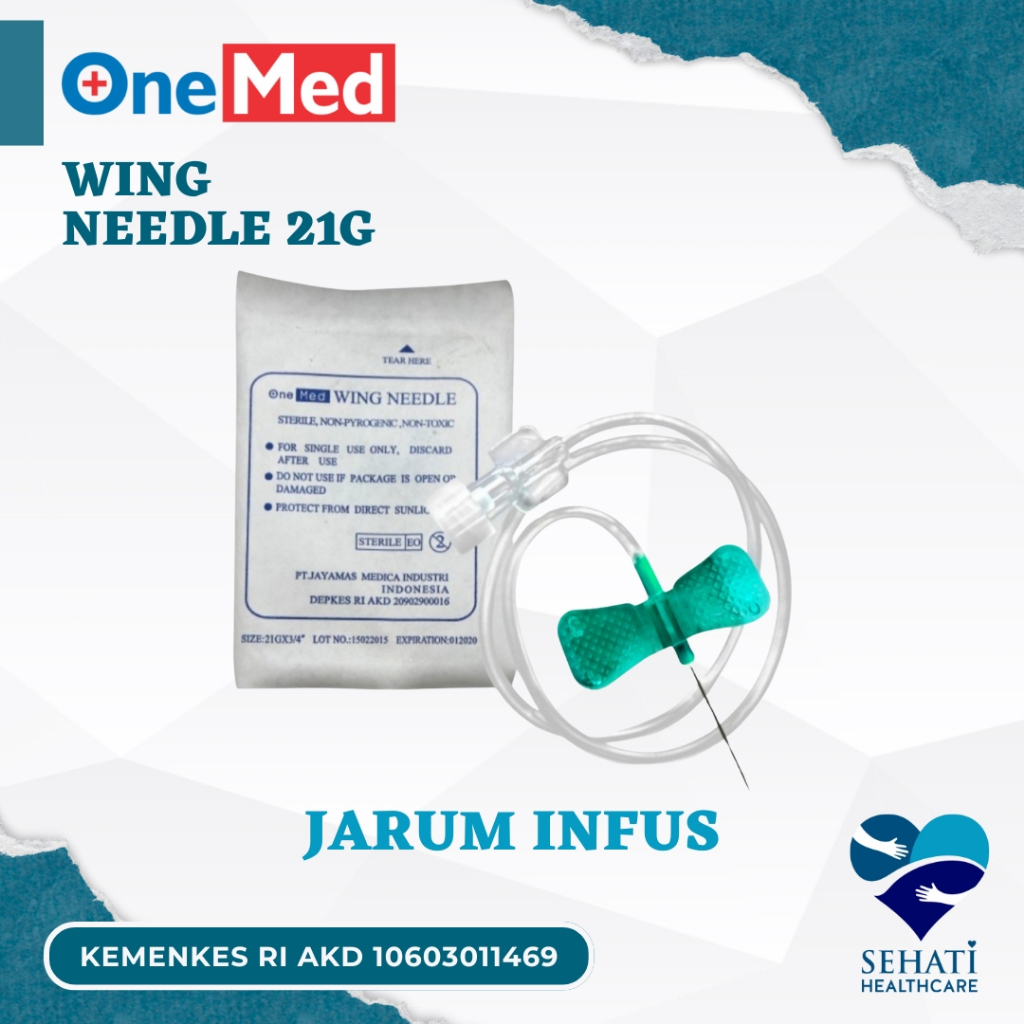 Jual Onemed Nidel Wing 21G Infus Disposable Infusion Set Kupu-Kupu 21 G ...