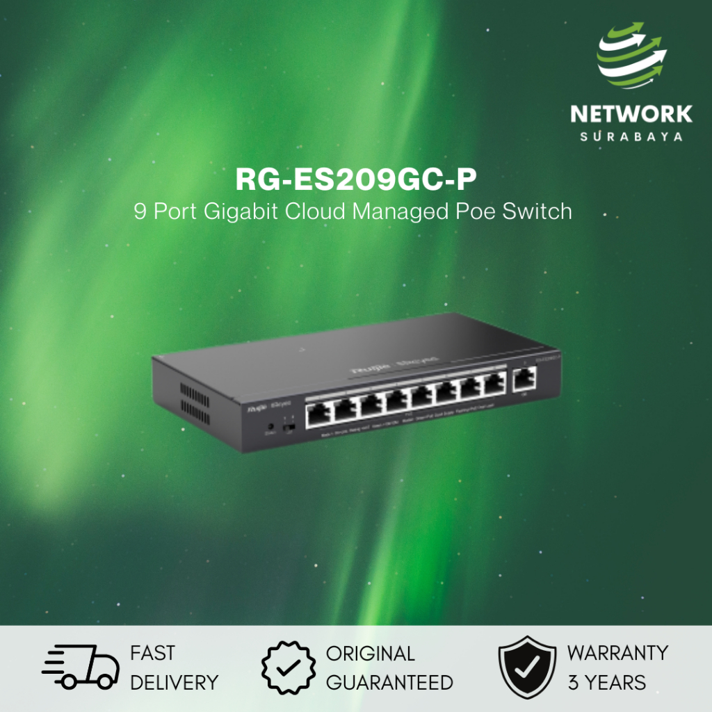 Jual RG-ES209GC-P RUIJIE REYEE 9 PORT GIGABIT CLOUD MANAGED POE+ SWITCH ...