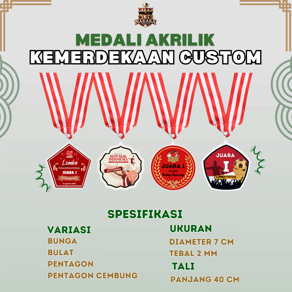 Jual Medali Akrilik Kemerdekaan Sticker Custom Plus Tali l Juara l ...