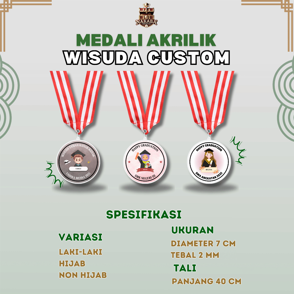 Jual Medali Akrilik Kelulusan Wisuda Sticker Custom Plus Tali | Hadiah ...