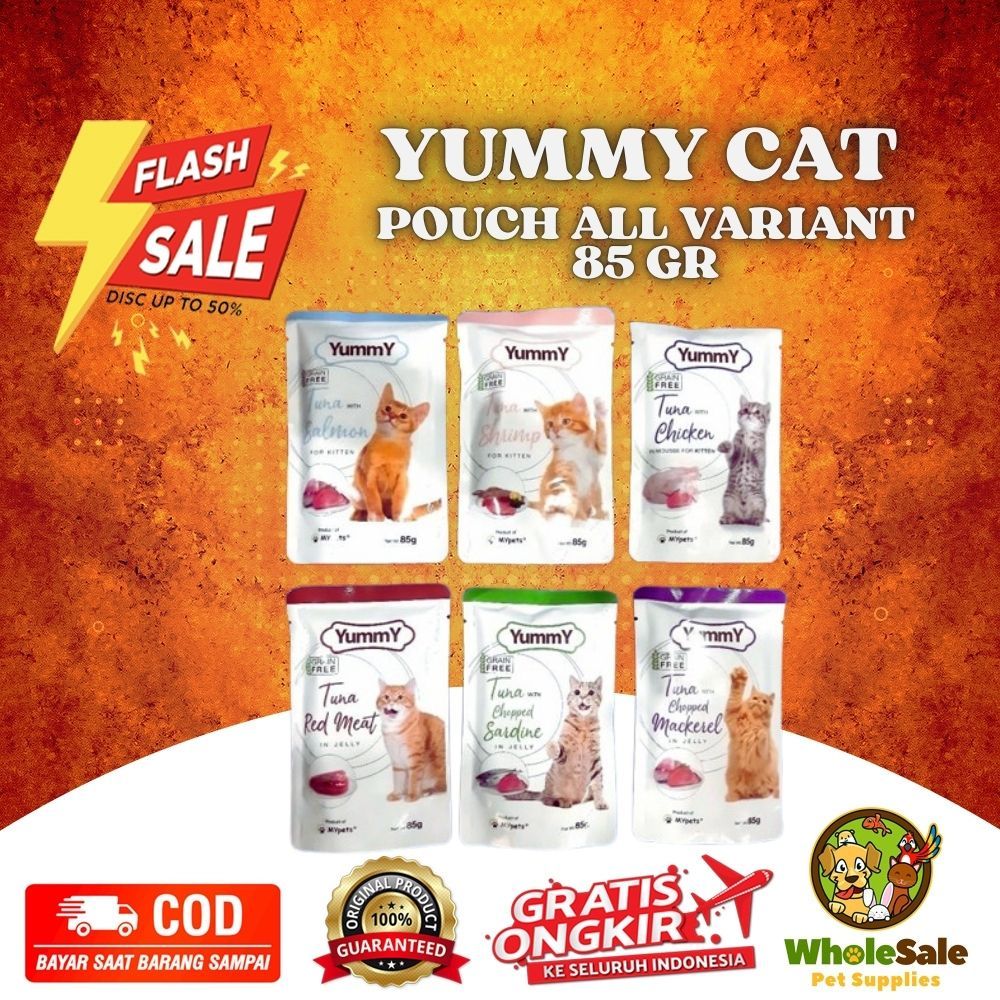 Jual Yummy Pouch 85gr Makanan Kucing Yummy Kitten Yummy Adult | Shopee ...