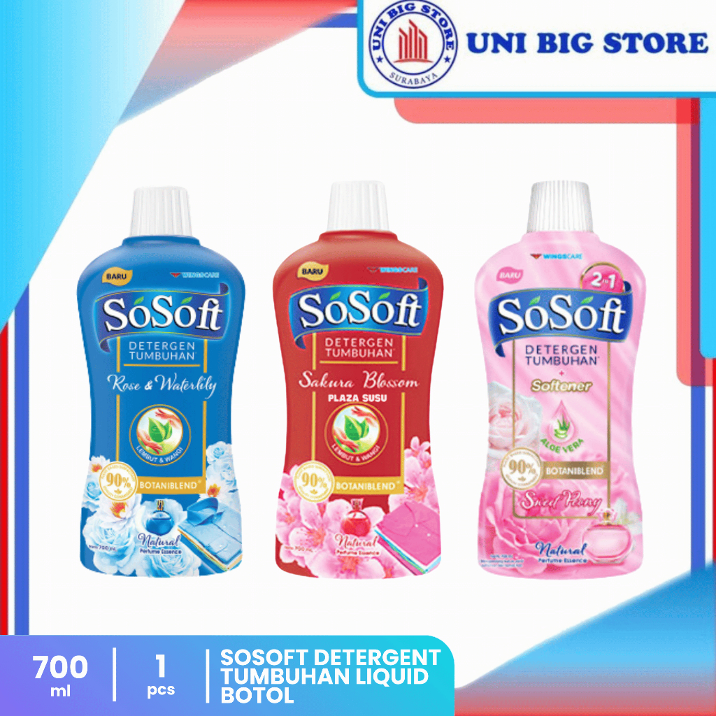 Jual Sosoft So Soft Deterjen Cair Tumbuhan Liquid Detergen Botol 700ml ...