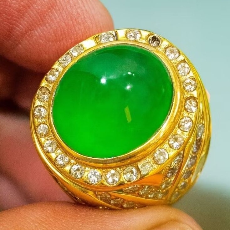 Jual Natural Giok Jade Burma 18ct (est) Warna Green Apple Cincin Perak ...