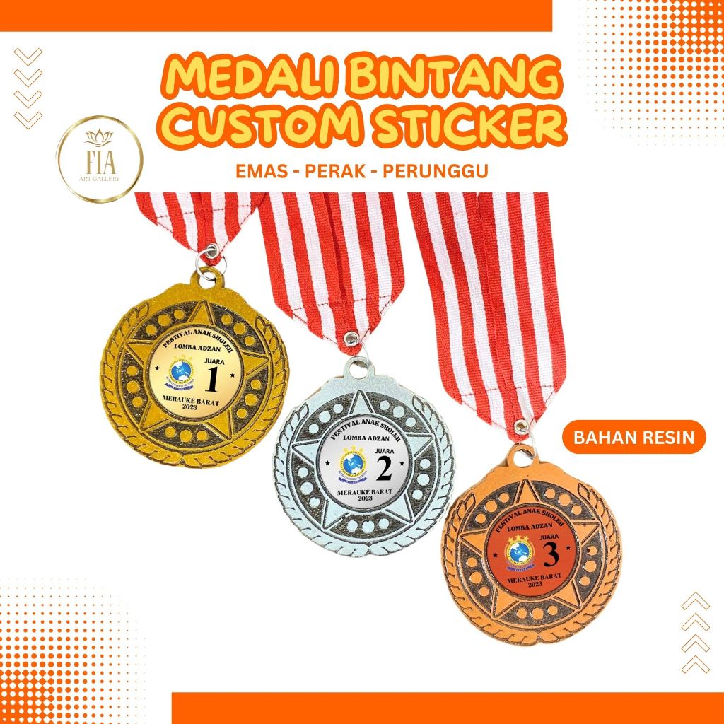 Jual MEDALI CUSTOM STICKER MOTIF BINTANG | Shopee Indonesia
