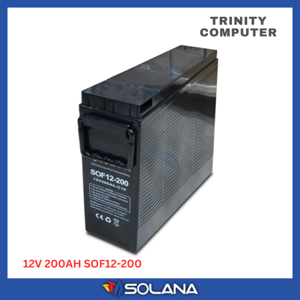 Jual Baterai Aki SOLANA 12V 200AH SOF12-200 Front Terminal UPS Genset ...