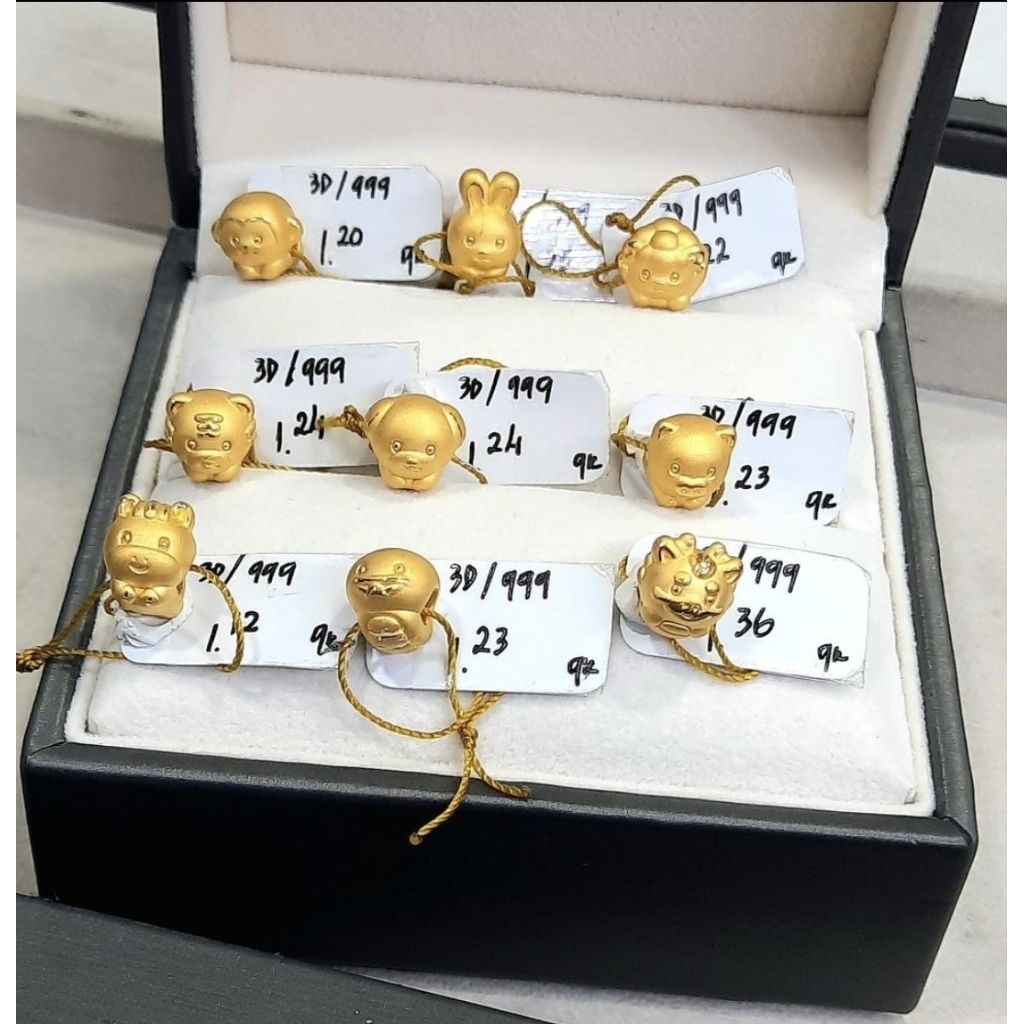 Jual CHARM 12 SHIO emas asli 24k 23k 999 hongkong charm / liontin feng ...