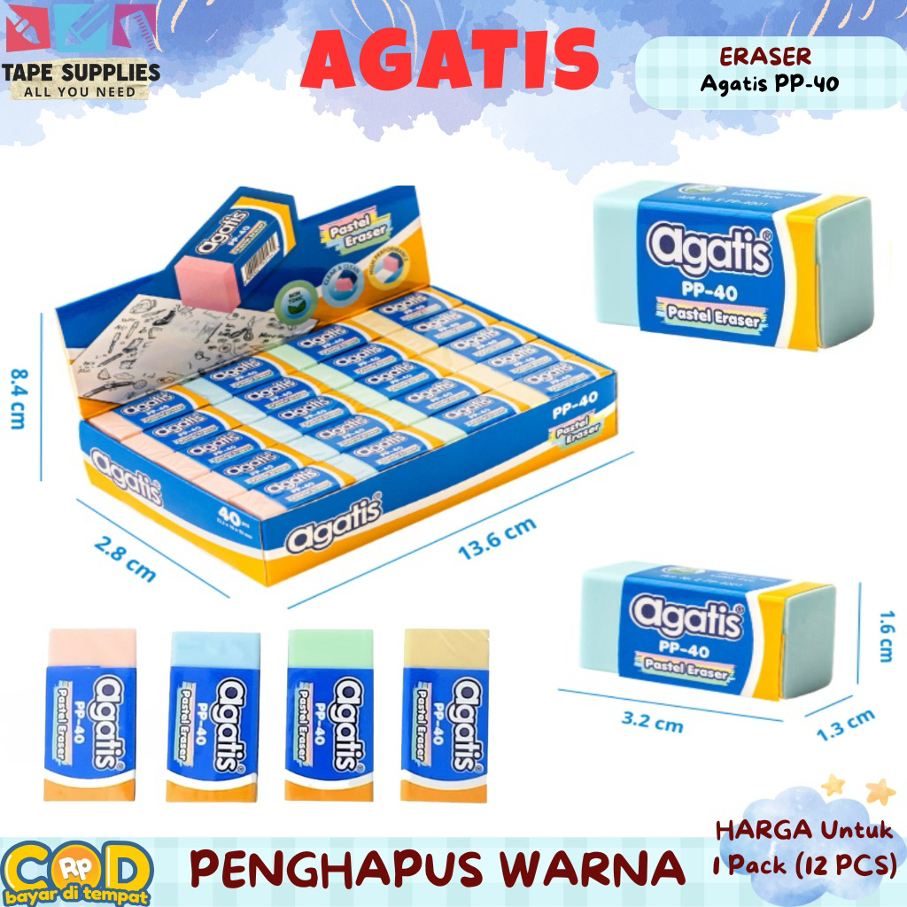 Jual (40PCS) Penghapus Agatis / Penghapus GANGSING VIRAL Pastel Eraser ...